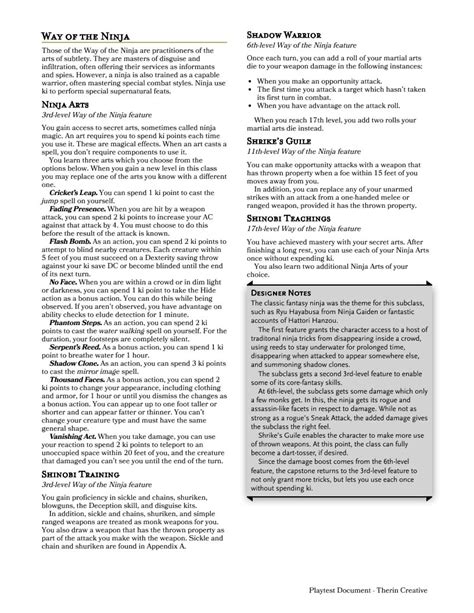 Expanded Monk Playtest Optional Features And Subclasses For The Monk