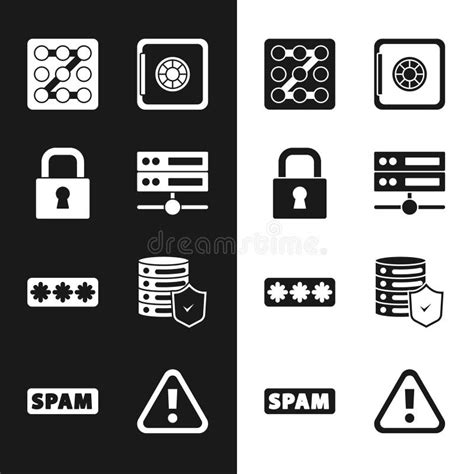 Set Server Data Web Hosting Lock Graphic Password Protection Safe Password With Shield