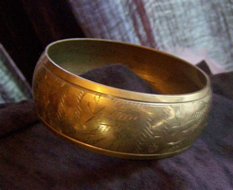 Solid Brass Bangle Bracelet India Gem