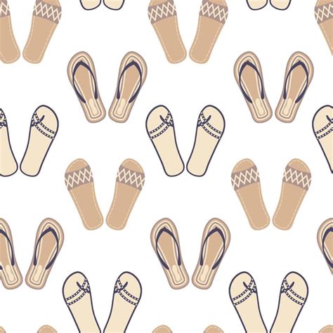 Seamless Flip Flops Pattern Color Summer Backdrop Beige Repeat Background Cartoon Flat