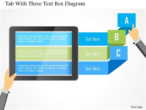 1214 Tab With Three Text Box Diagram Powerpoint Template Ppt Images