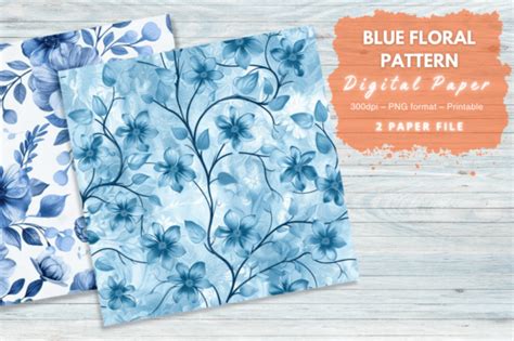 Blue Floral Pattern Digital Paper Graphic By Creative Svg · Creative