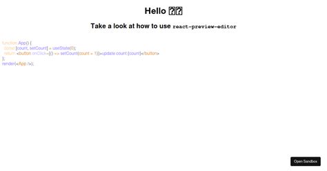 React Preview Editor Example Forked Codesandbox