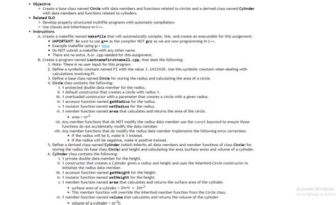 Solved - Objective - Create a base class named Circle with | Chegg.com