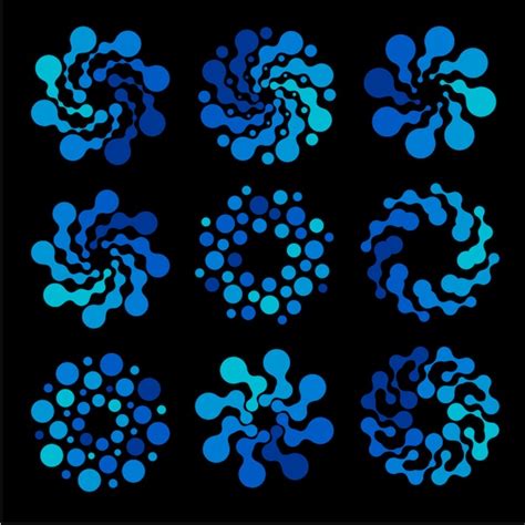 Premium Vector Isolated Abstract Round Shape Blue Color Logo Set Dotted Logotype Collection