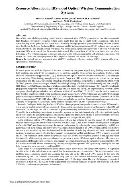 pdf resource allocation in irs aided optical wireless communication