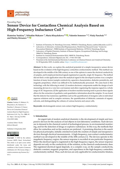 Pdf Sensor Device For Contactless Chemical Analysis Based On High