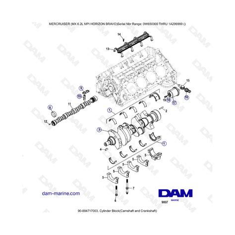 Mercruiser 6 2l Mpi Mie Cylinder Block Camshaft And Crankshaft Dam