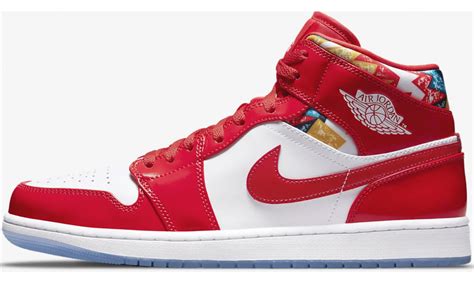 Кроссовки Nike Air Jordan 1 Mid Se красные с белым купить
