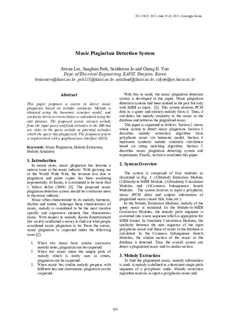 Pdf Music Plagiarism Detection System