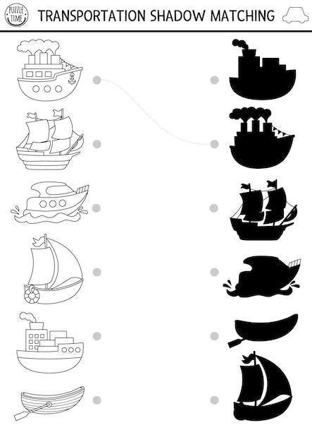 Premium Vector Transportation Black And White Shadow Matching