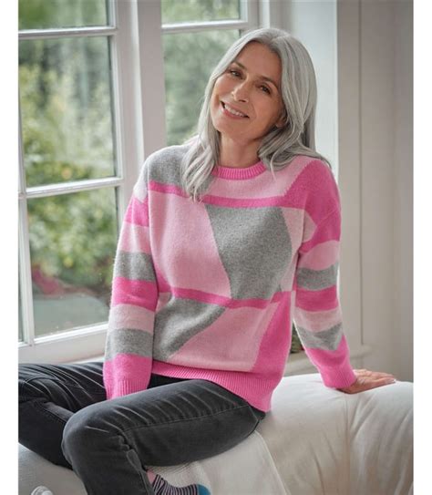 Pink Multi Large Geo Pattern Jumper Woolovers Au