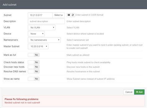 [admin models] implement nested subnets · issue 21 · openwisp django