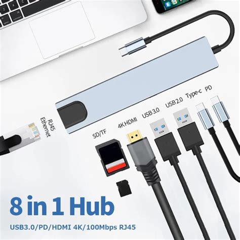 Promo Krz Tech 8in1 Usb C Hub Dongle Adapter Converter Type C 31