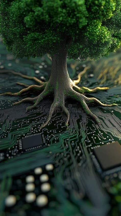 Tree Growing From Circuit Board Technology Nature Concept Stock Image Image Of Connection