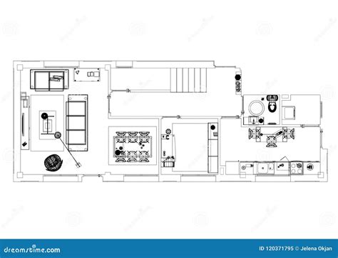 Modern Apartment Design Architect Blueprint Isolated Stock