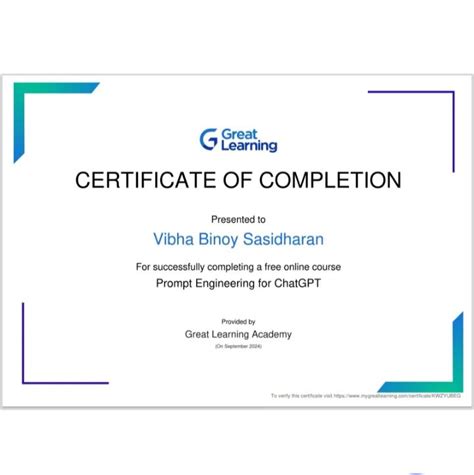 Vibha Binoy Sasidharan On Linkedin Certification Promptengineering