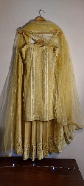 Yellow Hand Embroidered Sharara Suit Feature Comfortable Easily