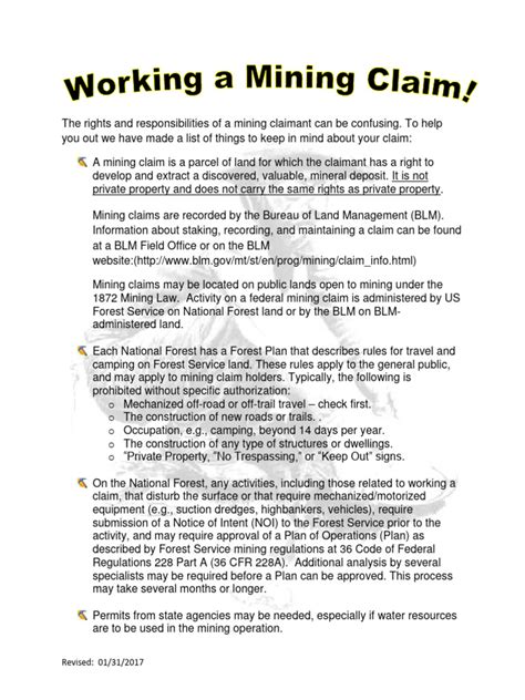 Working A Mining Claim Pdf