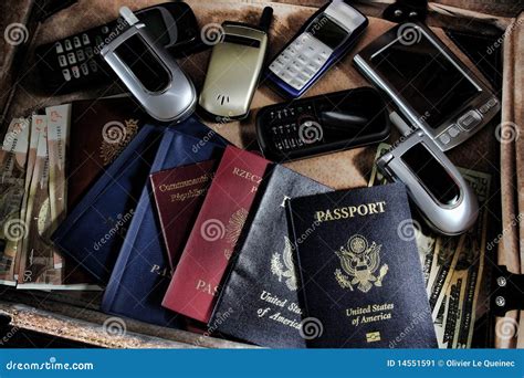 Briefcase Kit With Fake Passports And Money Stock Image Image Of