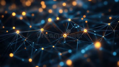 Abstract Network Connection Glowing Nodes And Lines Digital Technology Futuristic
