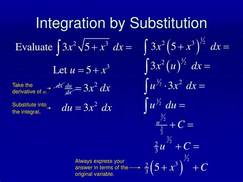 Integration By Substitution Worksheet