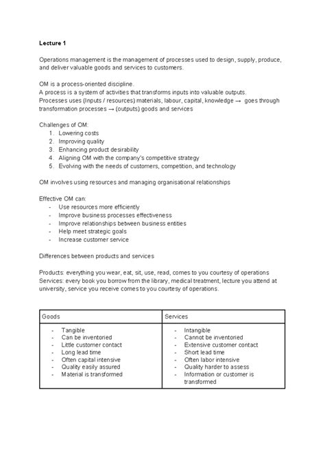 Operations Management Lecture 1 Lecture 1 Operations Management Is