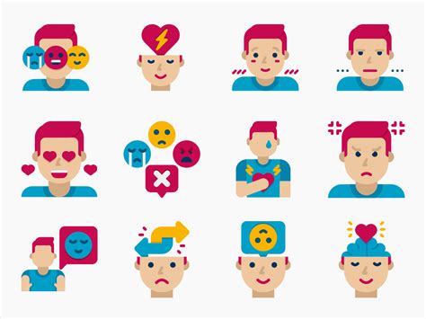 80 Emotions Icon Set Flat Icons