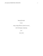 Marketing Strategies CLA Docx Running Head MARKETING STRATEGIES Marketing Strategies