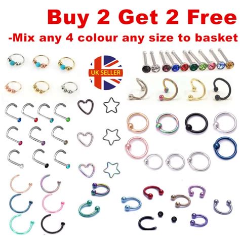 Nose Ring Eyebrow Cartilage Tragus Septum Helix Lip Earring Hoop Stud
