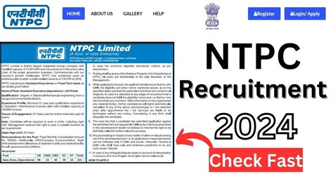 Ntpc Recruitment 2024 Apply For 223 Assistant Executive Post