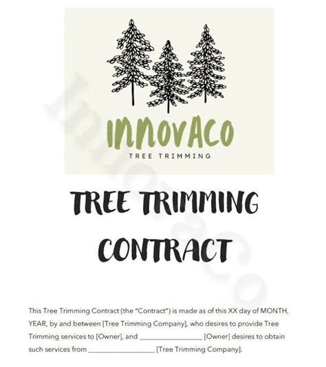 Tree Trimming Contract Template Tree Removal Contract Etsy Ireland