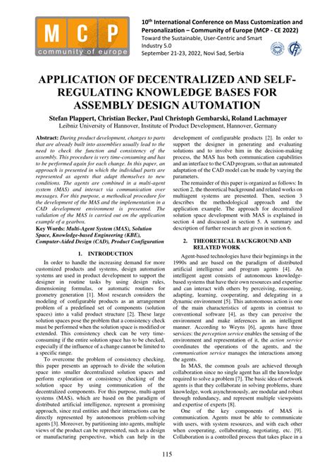 Pdf Application Of Decentralized And Self Regulating Knowledge Bases For Assembly Design