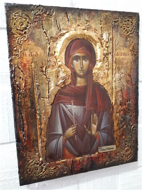 Saint St Galini the Martyr Icon-Orthodox Greek Byzantine Wood Icons