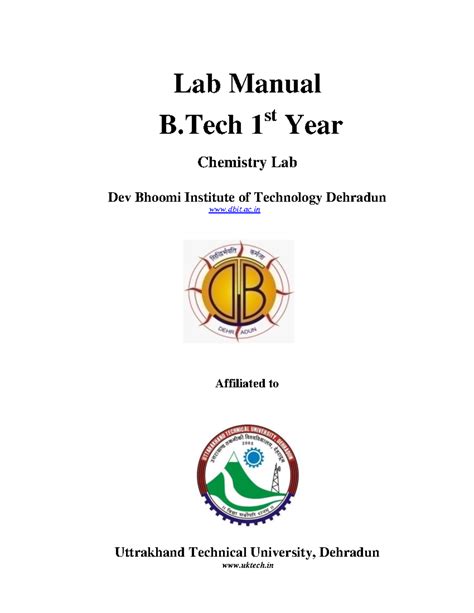 Chemistry Lab Material Lab Manual B 1 St Year Chemistry Lab Dev