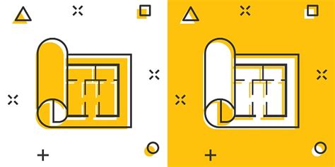 만화 스타일의 룸 플랜 아이콘 흰색 고립 된 배경에 청사진 만화 벡터 그림 하우스 프로젝트 스플래시 효과 비즈니스 컨셉 가구에 대한 스톡 벡터 아트 및 기타 이미지 Istock