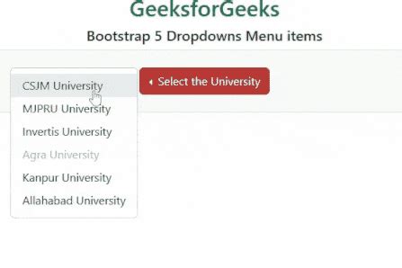 Bootstrap 5 Dropdowns Menu Items GeeksforGeeks