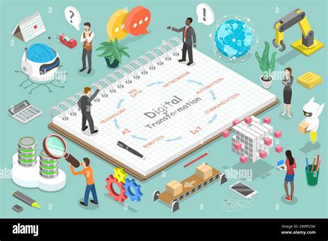3d Isometric Flat Vector Conceptual Illustration Of Digital Transformation Areas Which Are Big