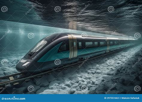 Train In Underwater Railway Underwater High Speed Train On Underway