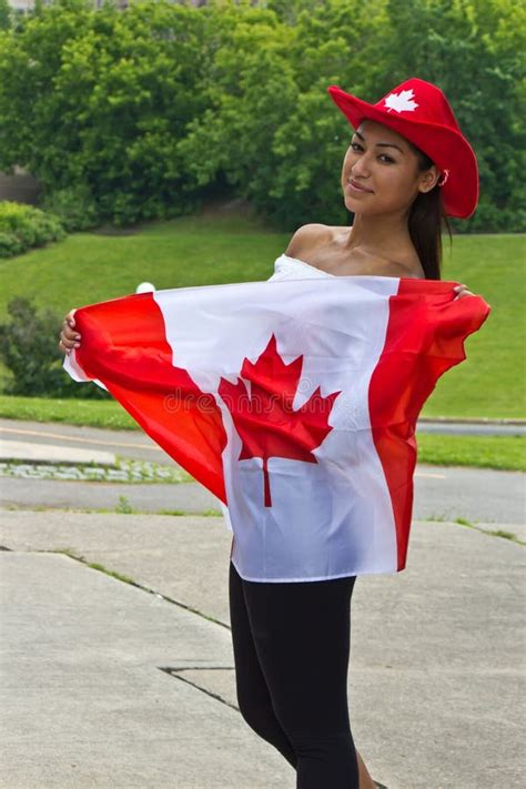 Beautiful Girl With A Canada Flag Stock Image Image 32767201