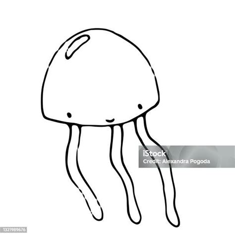 손으로 그림 해파리를 그립니다 라인 아트 해파리 클립아트 로고 디자인 고풍스런에 대한 스톡 벡터 아트 및 기타 이미지 고풍