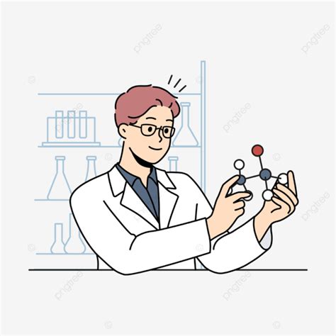 남성 과학자는 원자 모델로 작업합니다 남성 과학자 원자 Png 일러스트 및 벡터 에 대한 무료 다운로드 Pngtree