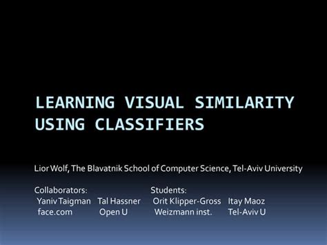 Using Classifiers To Compute Similarities Between Face Images Prof