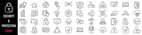 Premium Vector Protection Icon Security Icon Set Linear Style Vector Illustration