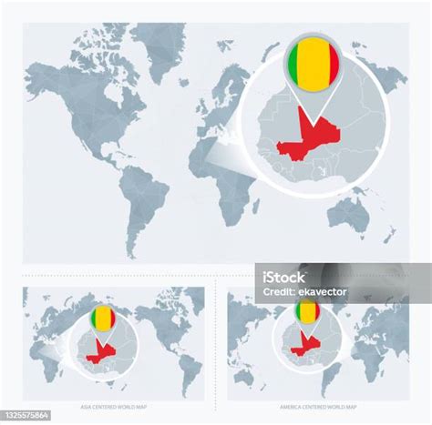 세계의지도 위에 말리를 확대 말리의 국기와지도와 세계지도의 3 버전 0명에 대한 스톡 벡터 아트 및 기타 이미지 0명 금 금속 기 Istock
