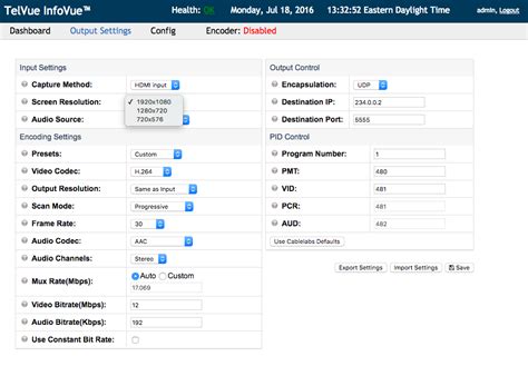 InfoVue Pro Configuration UI TelVue