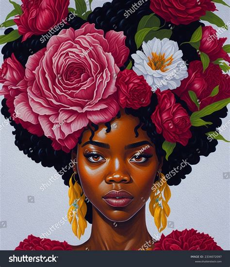 Oil Painting African American Beautiful Girl Stock Illustration