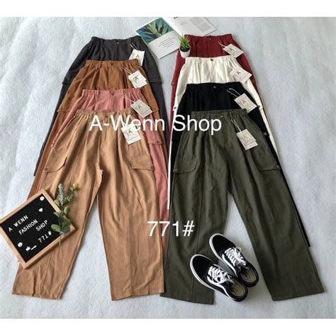 กางเกงทรงบอยเนื้อผ้าฝ้ายผสมลินิน Shopee Thailand