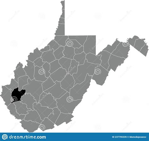 Location Map Of The Lincoln County Of West Virginia USA Stock Vector
