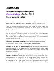 CSCI Spring ProgrammingRules Pdf CSCI Software Analysis Design II Hunter College